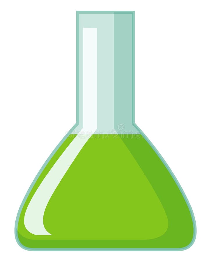 Flask Filled in with Green Chemical Stock Illustration - Illustration ...
