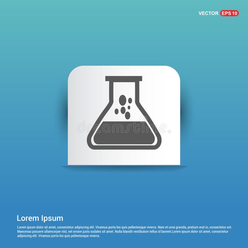 Flask Icon - Blue Sticker Button Stock Vector - Illustration of liquid ...