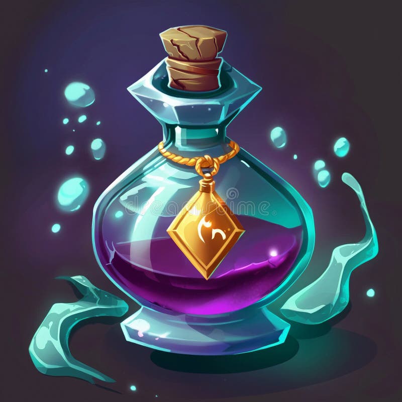 Flask with magic potion stock illustration. Illustration of decorative ...