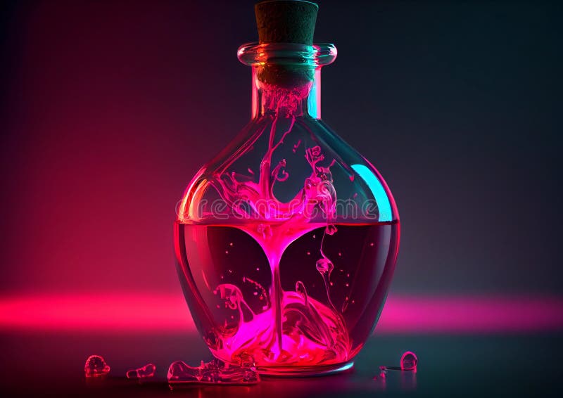 Flask with Pink Liquid. Love Potion Stock Illustration - Illustration ...