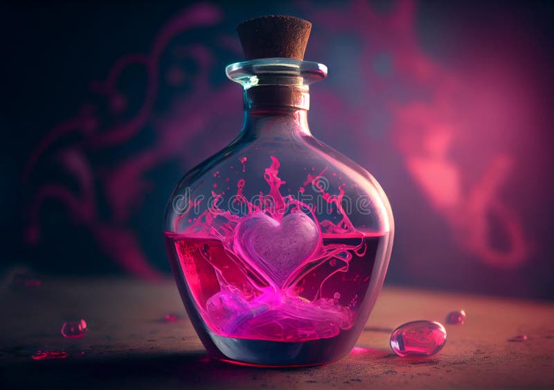 Flask with Pink Liquid. Love Potion Stock Illustration - Illustration ...