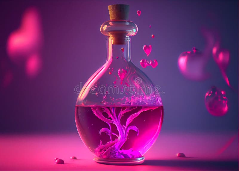 Flask with Pink Liquid. Love Potion Stock Illustration - Illustration ...