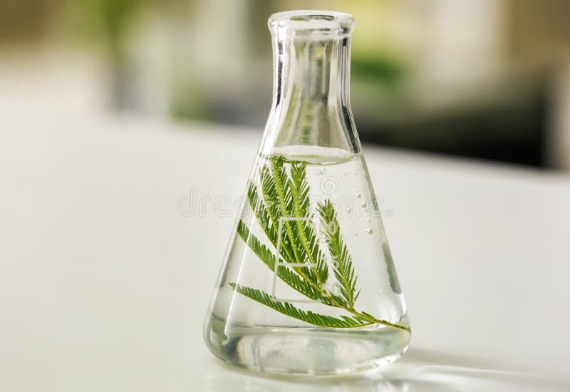 Flask with Plant on Table in Laboratory Stock Image - Image of ...