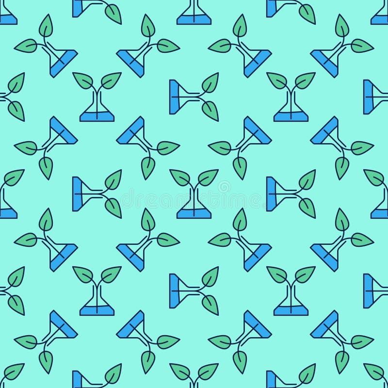 Flask with Plant Vector STEM Concept Colored Seamless Pattern Stock Vector - Illustration of ...