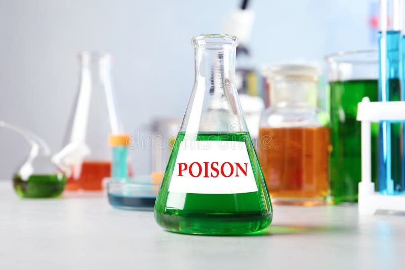 Flask with Poison in Laboratory Stock Photo - Image of addiction ...