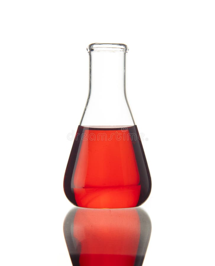 Flask with red liquid stock image. Image of container - 44842977