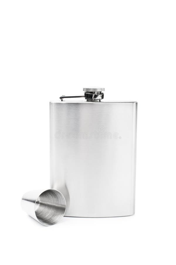 Flask with a small glass stock image. Image of chrome - 46885511