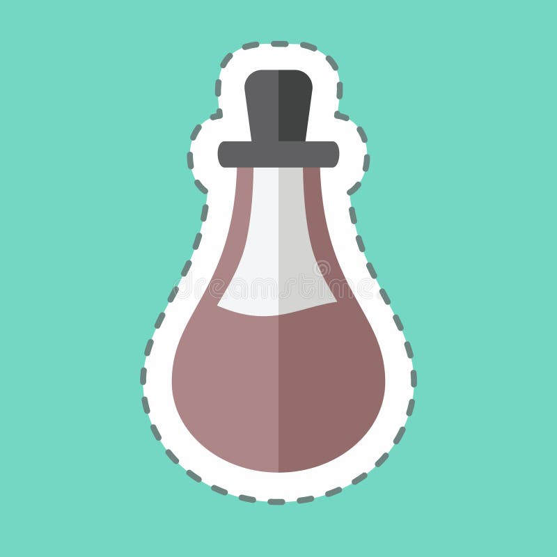 Flask Sticker in Trendy Line Cut Isolated on Blue Background Stock ...