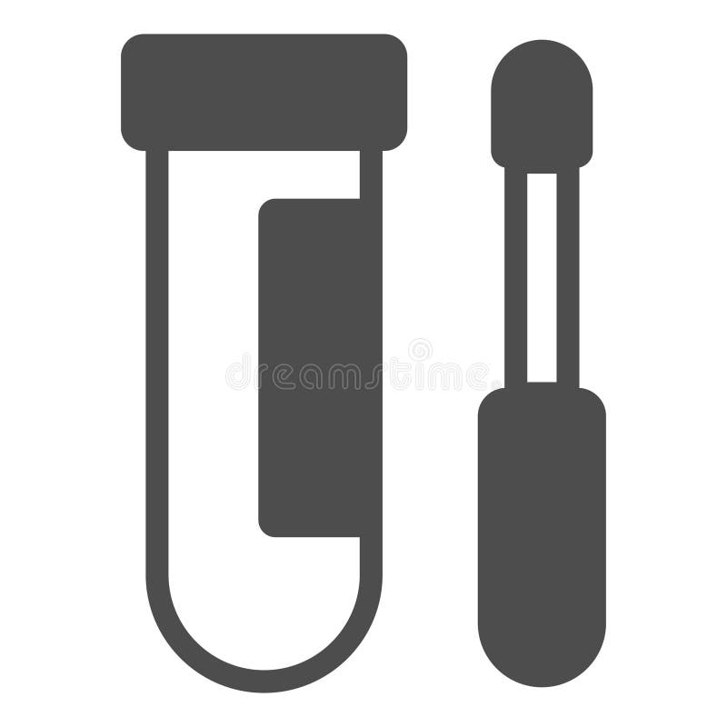 Flask with Swab Stick Solid Icon, Medical Analysis Concept. Vector ...