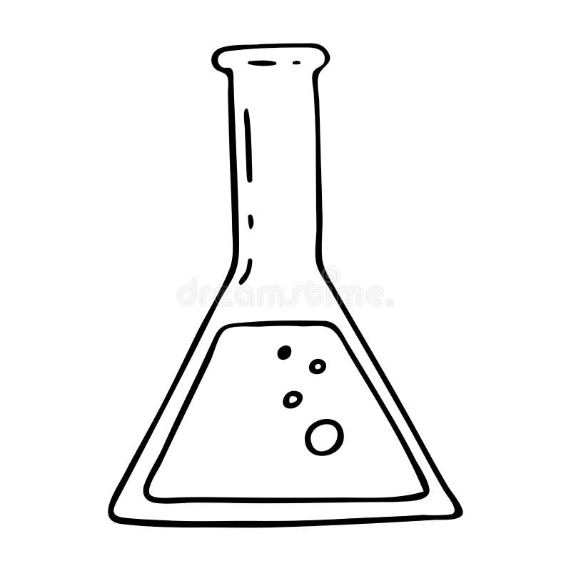 The Flask Vector Icon. a Hand-drawn Doodle. Back To School Education ...