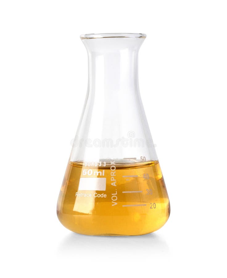 Beaker With Yellow Liquid On White Stock Photo - Image of container ...