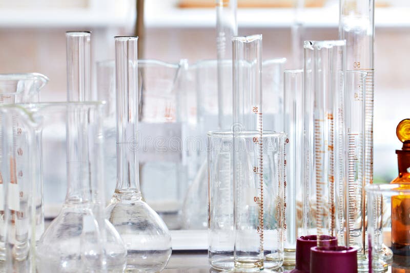 Glass Bottle,flasks and Beakers Stock Image - Image of flask, research ...