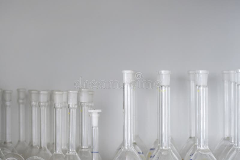 Flasks Displayed Against Wall in Laboratory Stock Image - Image of ...