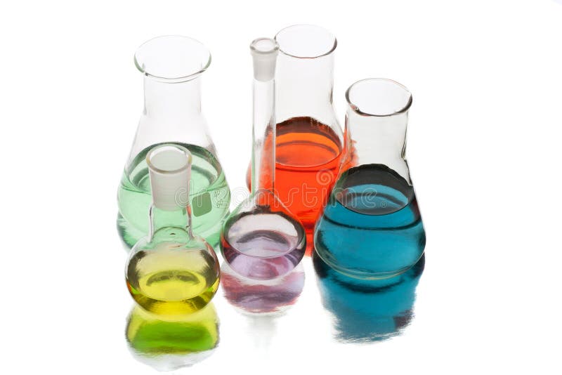 Flasks Isolated on White Background Stock Image - Image of glass ...