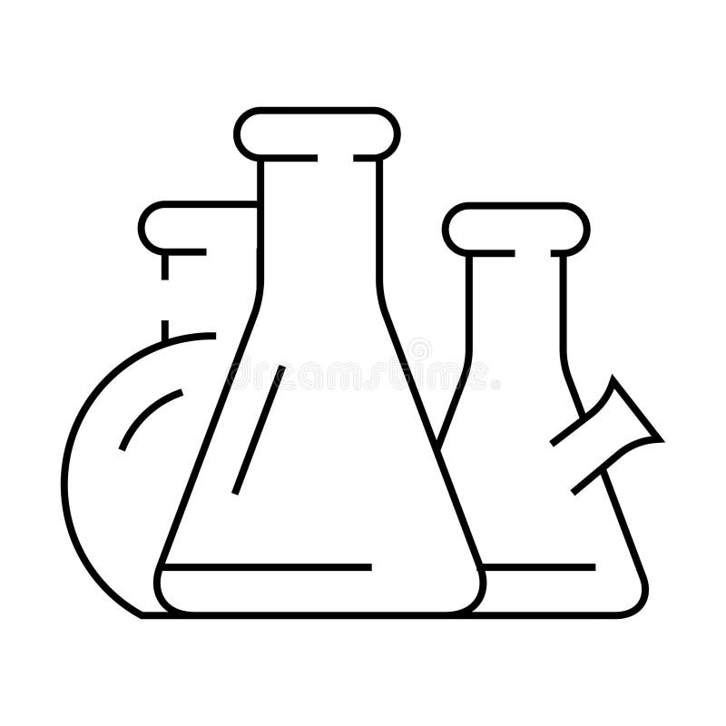 Flasks Lab Tools Line Icon Vector Illustration Stock Vector ...