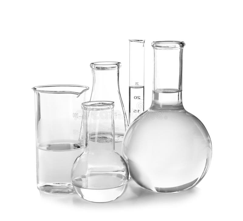 Flasks with Liquid Media and Chemical Equipment in the Hood for the ...