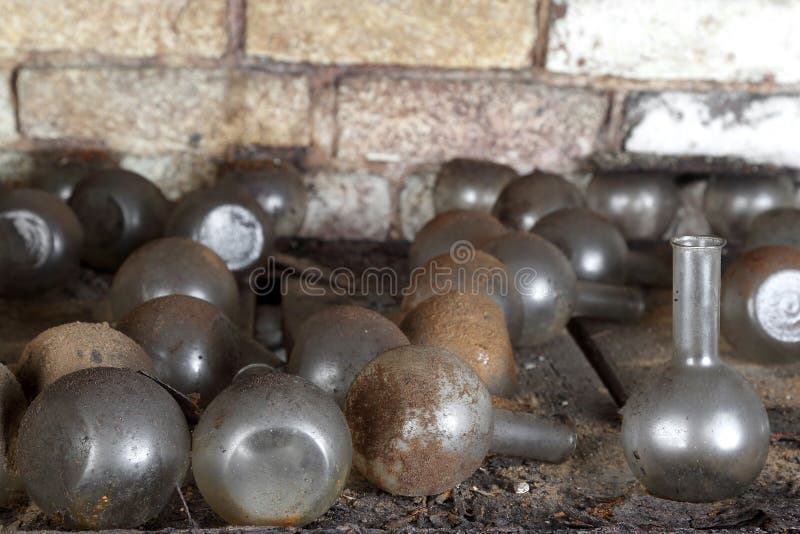 Flasks stock photo. Image of biology, biotech, gloomy - 78708884