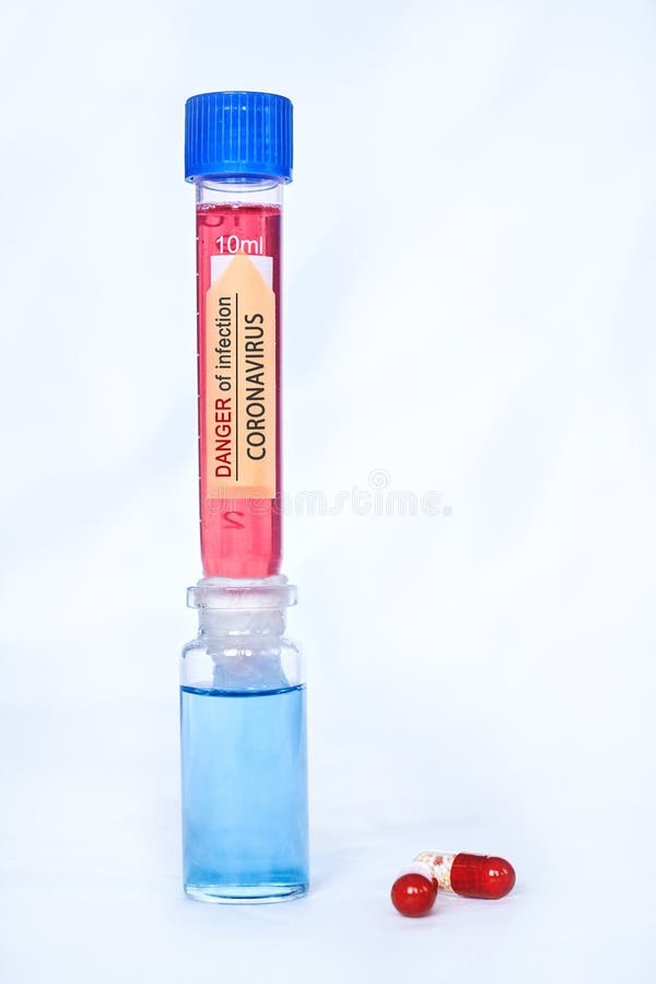 Coronavirus Protection, COVID-19 Glasses, Medical Mask. Flask with Red ...