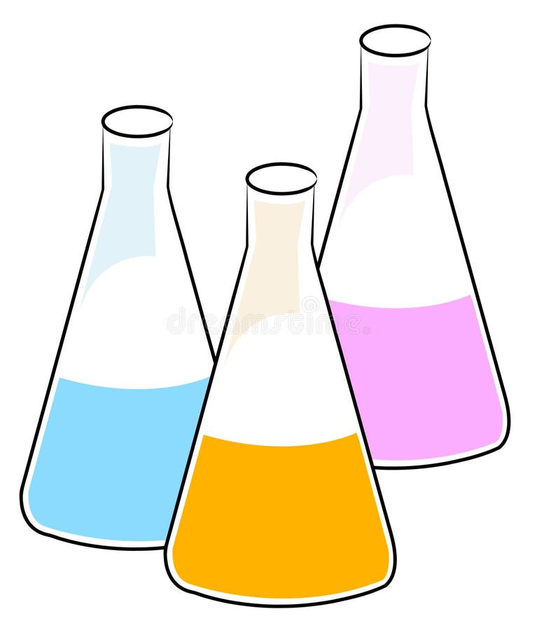 Science Chemical Flasks and Beakers Stock Image - Illustration of ...