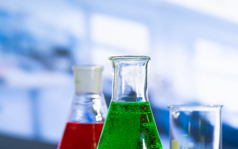Flasks and Test Tubes in a Chemistry Lab Stock Image - Image of ...
