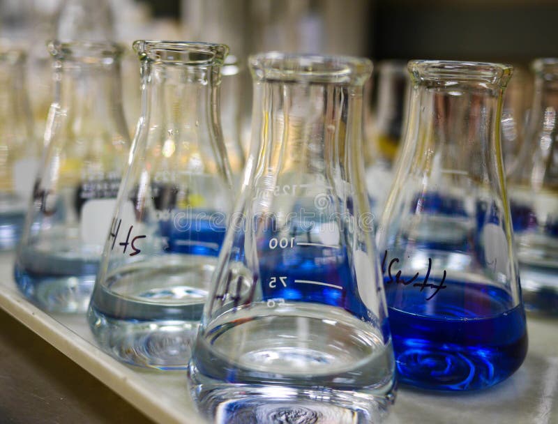 Chemicals in Flasks stock photo. Image of dyes, purple - 2491458