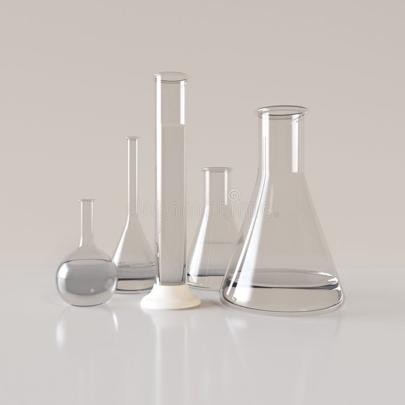 Glass Products. Realistic Glass Chemical Containers with Liquid ...