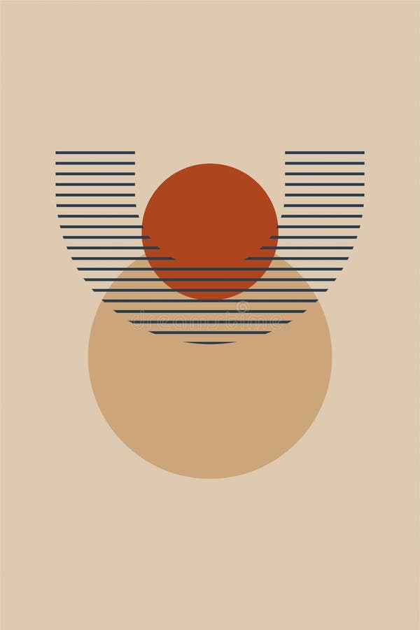 Flat Abstract Boho Geometric Background. Abstract Simple Line Boho Art ...