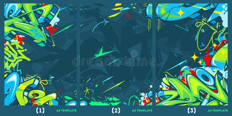 Flat Abstract Graffiti Style A4 Poster Vector Illustration Background ...