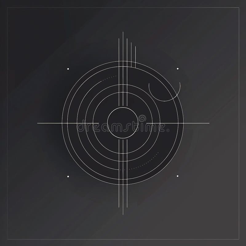 Flat Abstract Logo Design Technical Drawing with Dimensioning Lines ...