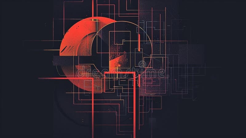 Flat Abstract Logo Design Technical Drawing with Dimensioning Lines ...