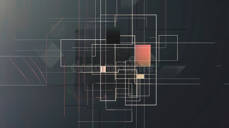 Flat Abstract Logo Design Technical Drawing with Dimensioning Lines ...