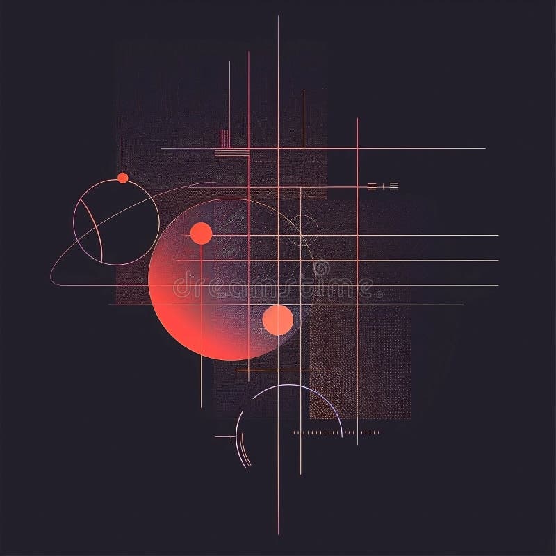 Flat Abstract Logo Design Technical Drawing with Dimensioning Lines ...