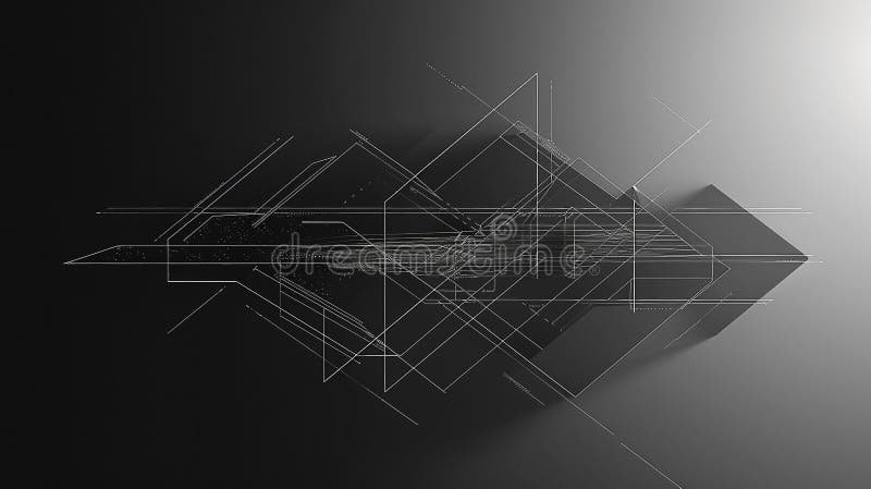 Flat Abstract Logo Design Technical Drawing with Dimensioning Lines ...