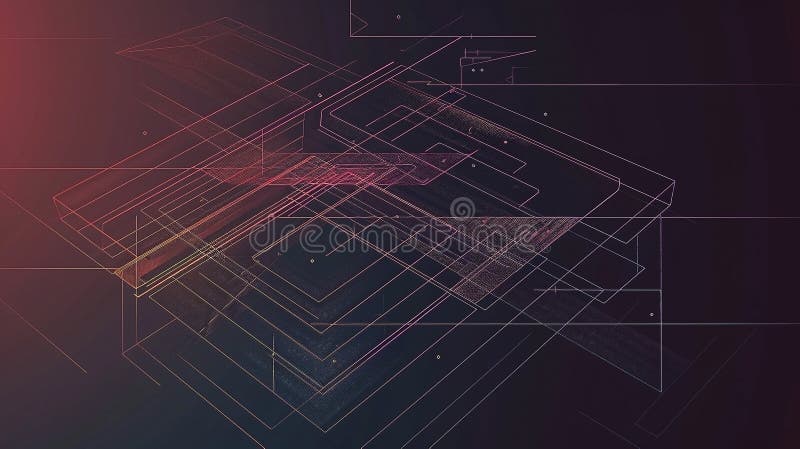 Flat Abstract Logo Design Technical Drawing with Dimensioning Lines ...