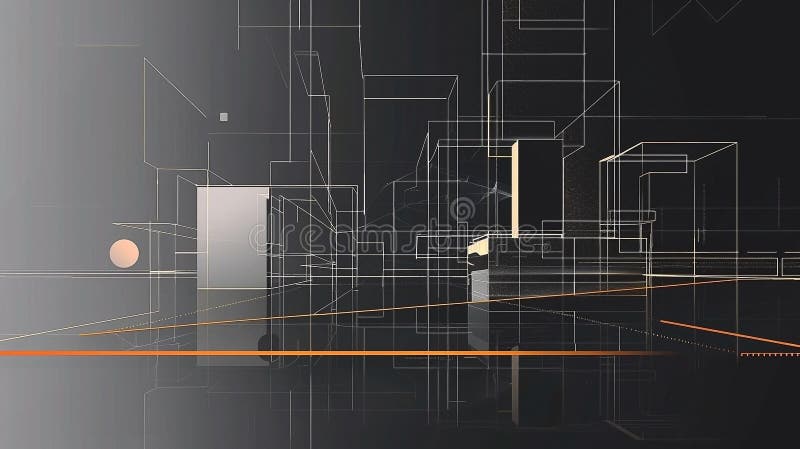 Flat Abstract Logo Design Technical Drawing with Dimensioning Lines ...