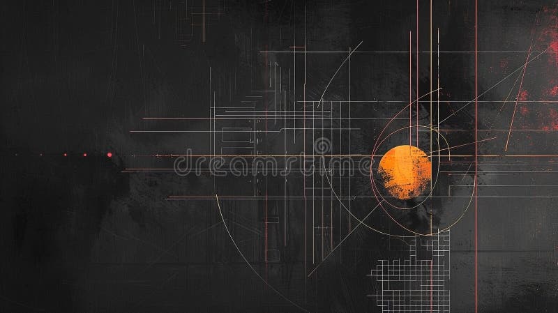 Flat Abstract Logo Design Technical Drawing with Dimensioning Lines ...