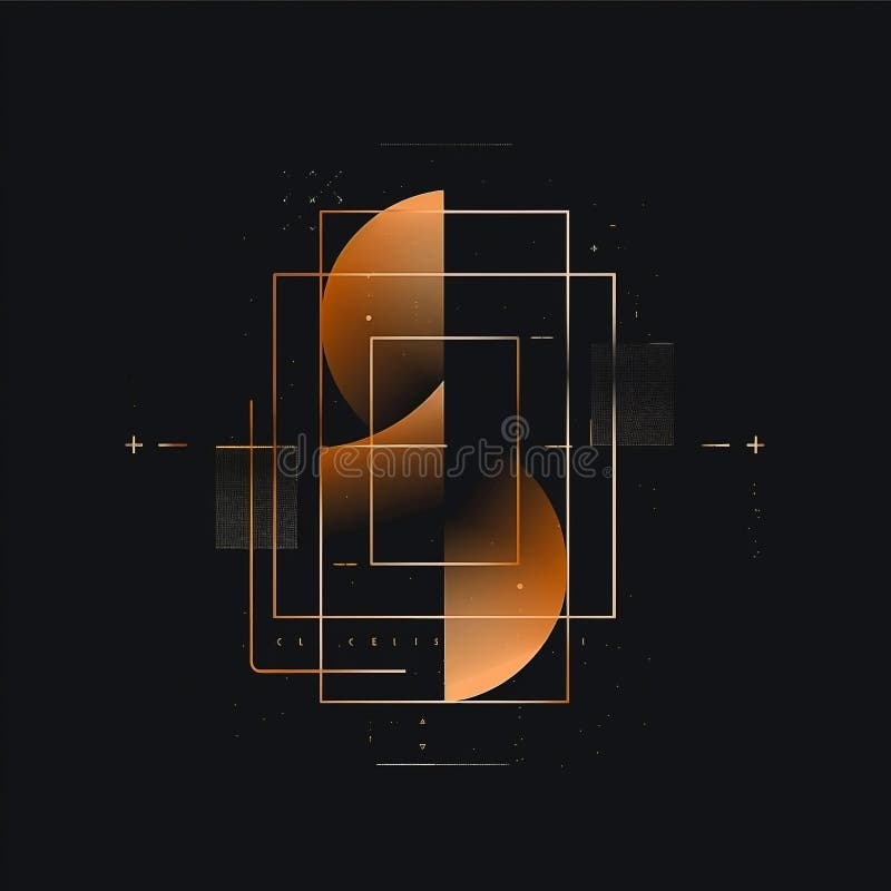 Flat Abstract Logo Design Technical Drawing with Dimensioning Lines ...