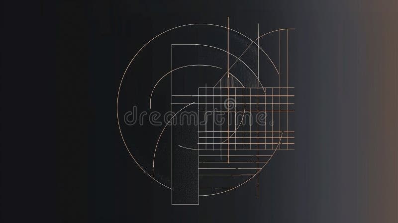 Flat Abstract Logo Design Technical Drawing with Dimensioning Lines ...