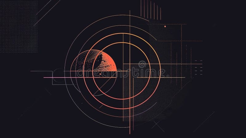 Flat Abstract Logo Design Technical Drawing with Dimensioning Lines ...
