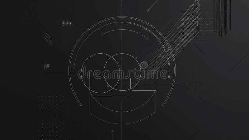 Flat Abstract Logo Design Technical Drawing with Dimensioning Lines ...