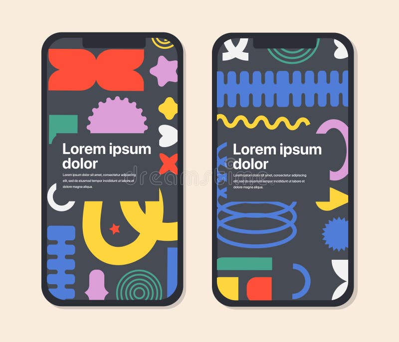 Flat Abstract Retro Shapes App Design Template Collection Stock ...