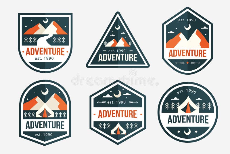 Flat Adventure Badges Set Vector Illustration. Stock Vector ...