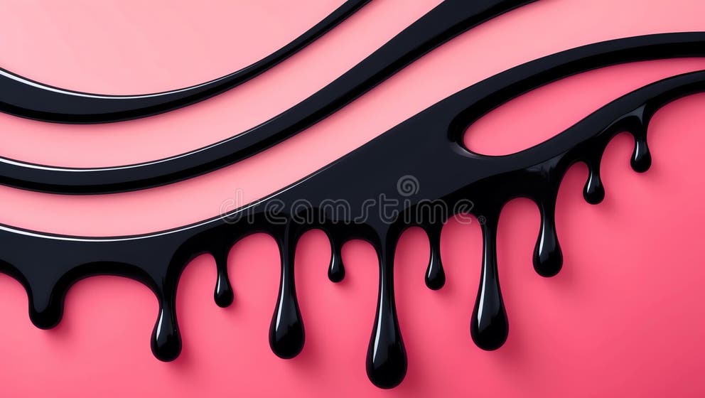 Flat Aesthetic Linear Dripping Black Paint on Pink Bac Ai Generated ...