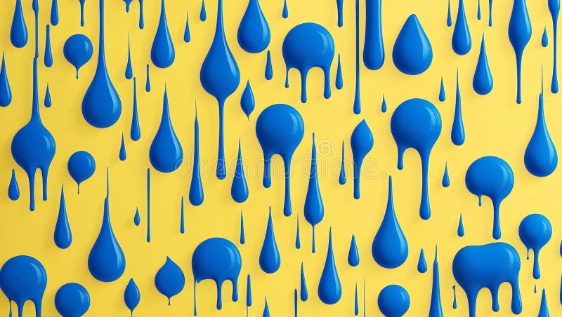 Flat Aesthetic Linear Dripping Blue Paint on Yellow Ba Ai Generated ...