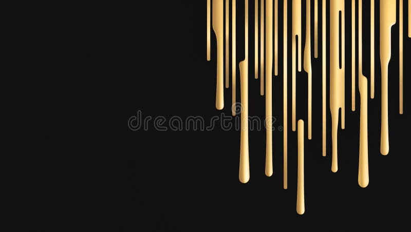 Flat Aesthetic Linear Dripping Gold Paint on Black Bac Ai Generated ...