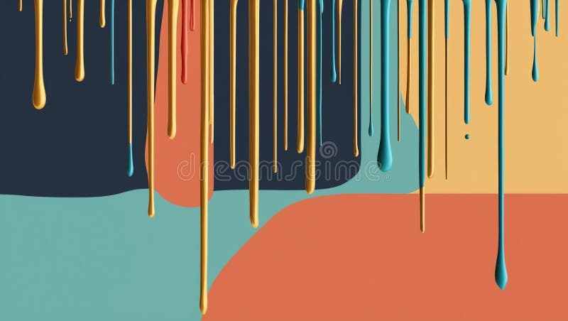 Flat Aesthetic Linear Dripping Gold Paint on Multicolo Ai Generated ...