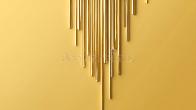 Flat Aesthetic Linear Dripping Gold Paint on Yellow Ba Ai Generated ...
