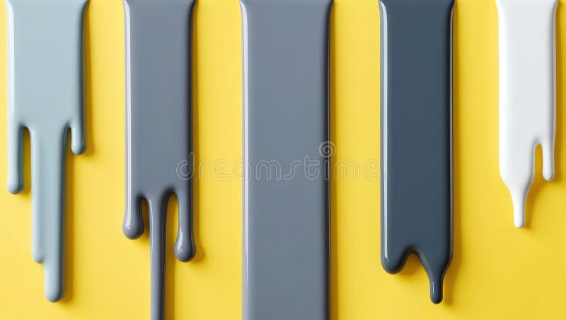 Flat Aesthetic Linear Dripping Grey Paint on Yellow Ba Ai Generated ...