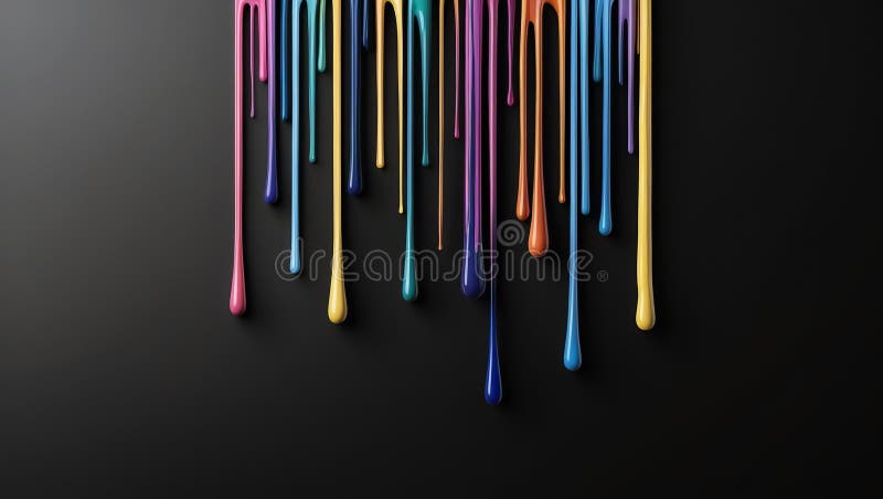 Flat Aesthetic Linear Dripping Multicolor Paint on Bla Ai Generated ...