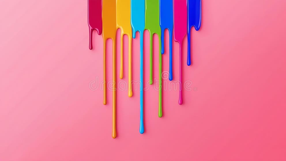 Flat Aesthetic Linear Dripping Multicolor Paint on Pin Ai Generated ...